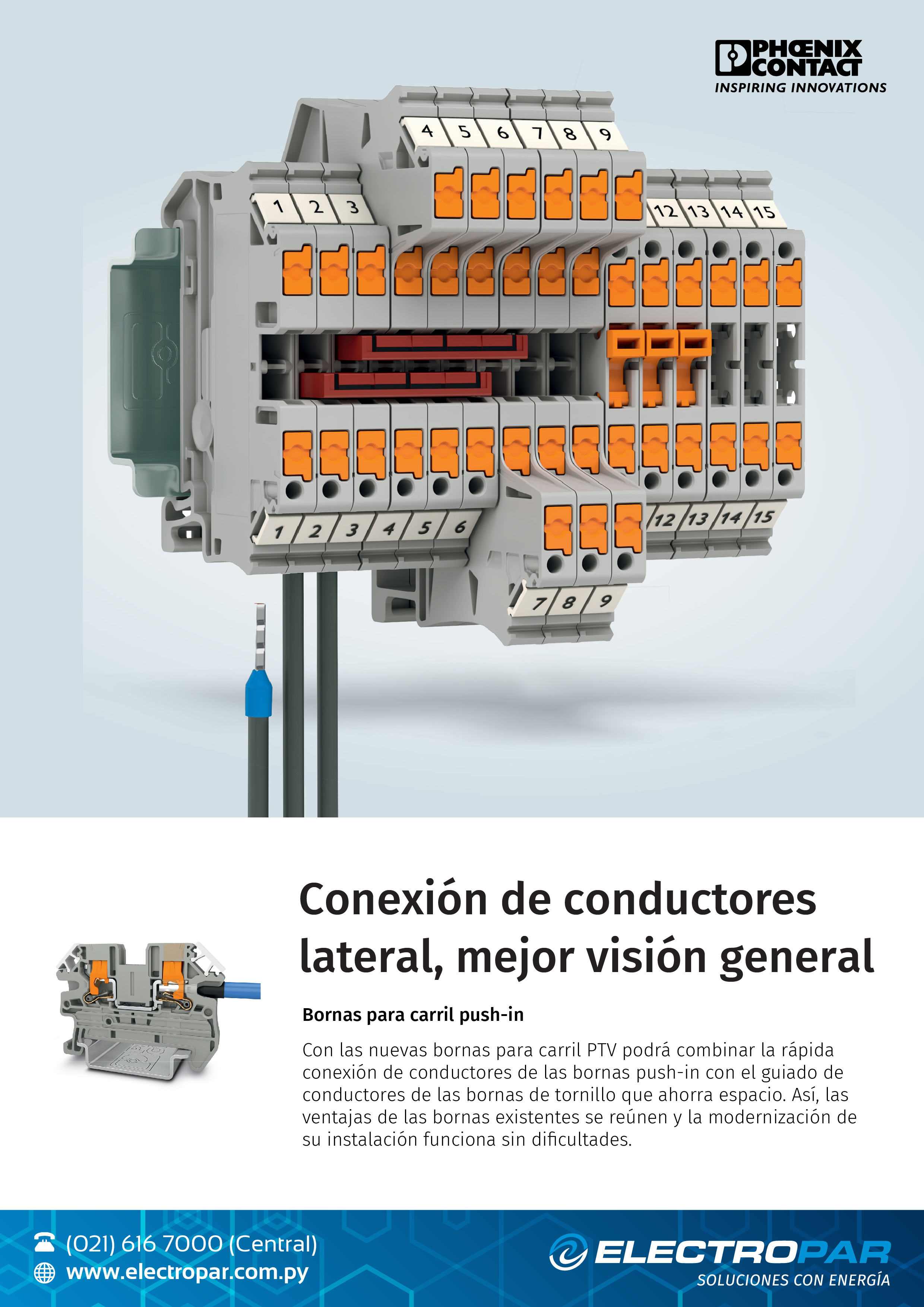 BORNERA DIN PUSH IN 1,5MM2 GRIS PT CLIPLINE | Electropar S.A.