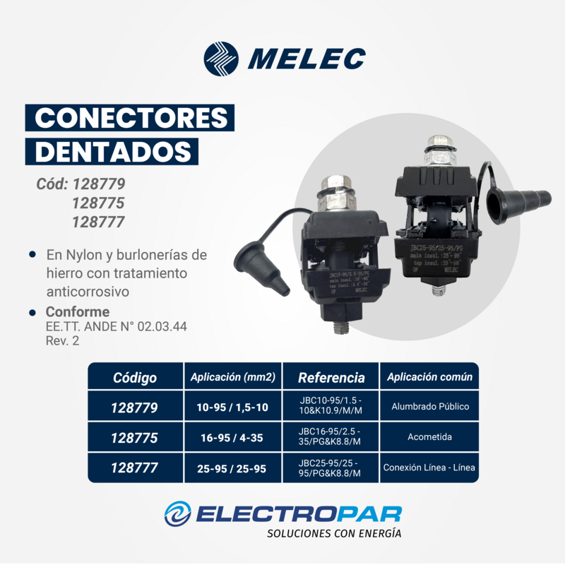 CONECTOR DENTADO 16-95 / 4-35 MM2 - MELEC | Electropar S.A.